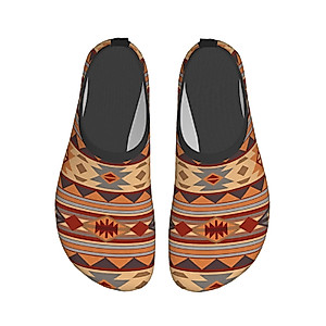 SWEET TANG Water Shoes Women's Men's Native Southwestern Design Tan Gray Brown American Outdoor Beach Swimming Aqua Socks Quick-Dry Barefoot Shoes Surfing Yoga Pool Exercise