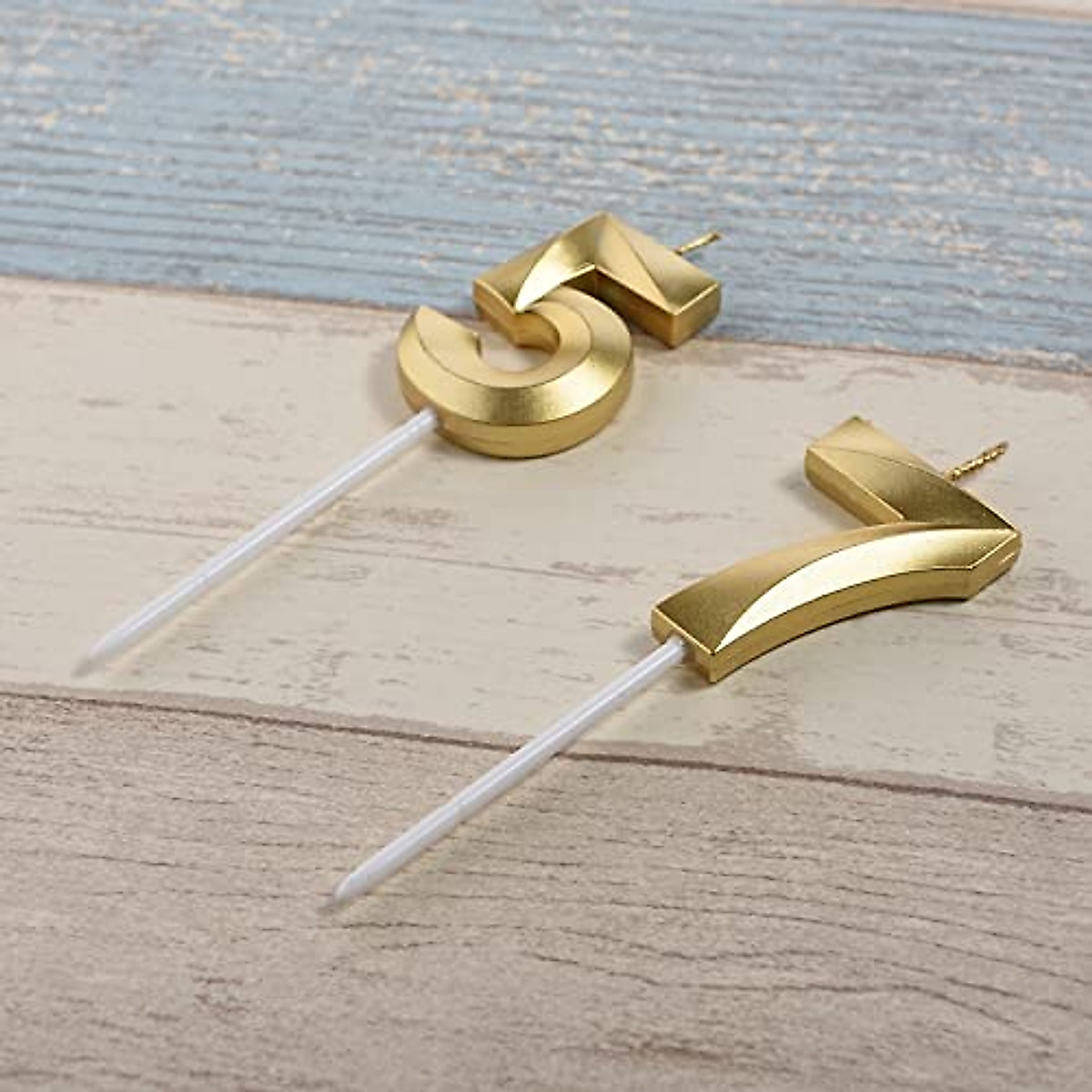 Gold 75th & 57th Birthday Candles,Gold Number 75 57 Cake Topper for Birthday Decorations Party Decoration