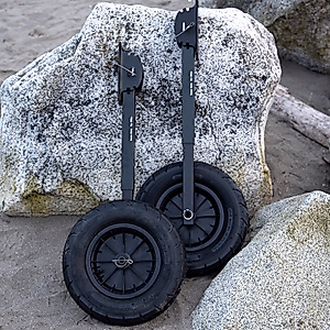 Seamax Deluxe Boat Launching Wheel System, Black Military Edition, 4 Positions and 4 Stages Removable and Adjustable Legs, 14" Pneumatic Wheels. Max Support Water Craft Weight 600Lbs