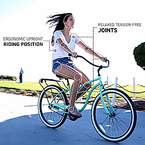 sixthreezero Around The Block Women's Beach Cruiser Bike, Hybrid Bicycle with Rear Rack