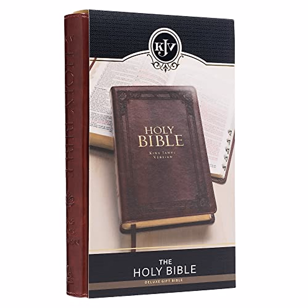 KJV Holy Bible, Standard Size Faux Leather Red Letter Edition Thumb Index & Ribbon Marker, King James Version, Saddle Tan