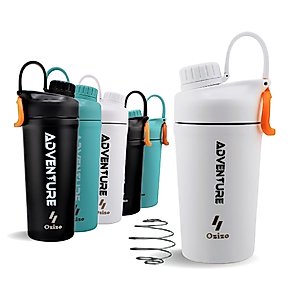 Ozizo Shaker Bottle, Insulated Stainless Steel Protein Shaker Bottle 20 oz, Insulated Shaker with Wire Whisk Ball Spring Mixer