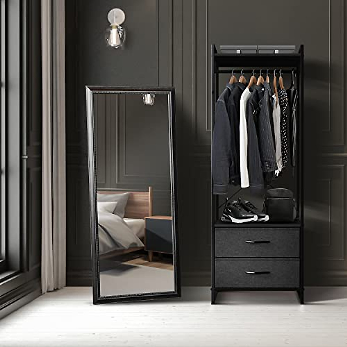 Sorbus Clothing Rack with Drawers - Clothes Stand Dresser - Wood Top, Steel Frame, & Fabric Drawers - Tall Closet Storage Organizer - Garment Rack for Hanging Shirts, Dresses, & Jackets