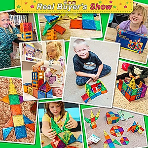 IGIVI Magnetic Tiles Kids Sensory Toys for 3 4 5 6 7 8+ Year Old Boys & Girls, Magnetic Blocks Building Toys for Toddlers, STEM Montessori Learning Educational Toys, Birthday Gifts for 3+ Year Old