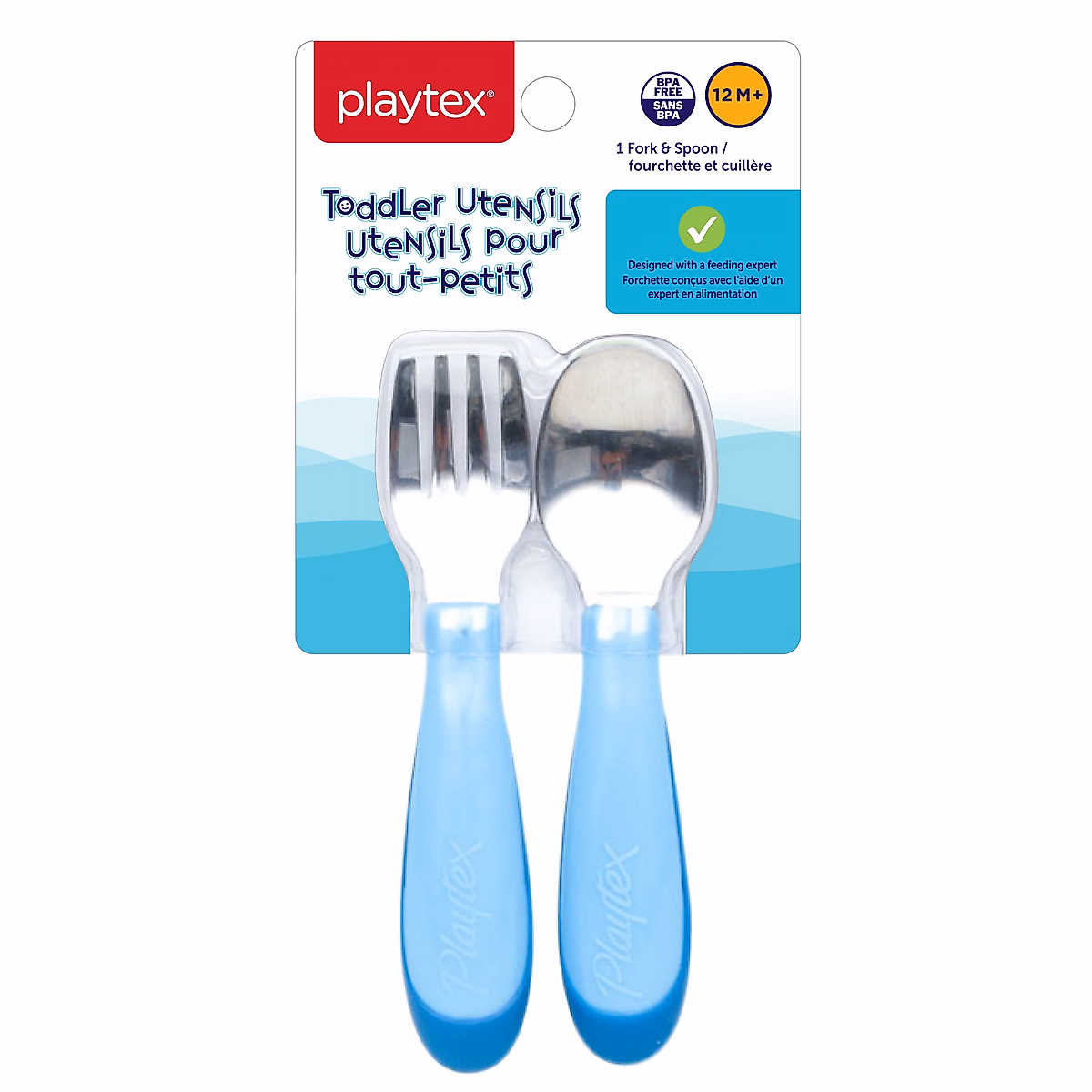 Playtex 05910 Mealtime Toddler Utensil Set Assorted Colors 2 Count