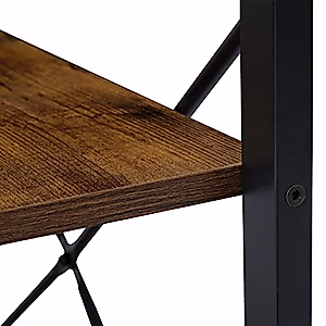 kinbor Bookshelves, Home Bookcase, 4-Tier Rustic Bookshelf, Wood Accent Modern Display Shelves Plant Stand Storage Organizer for Books, Potted Plant, Rustic Brown