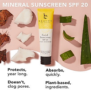 Face Sunscreen SPF 20 - USA Made Mineral Face Reef Friendly Sunscreen With Natural & Organic Ingredients, Biodegradable Zinc Oxide for Daily Use, Facial Lotion Travel Size