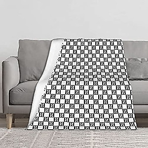 DPFQSKY Luxurious Plaid H Blanket for Bed Sofa- Funny H&$ Checkered Cozy Blanket Warm Bed Blanket- Super Soft Warm Flannel Throw Blanket- 60"X50"Black