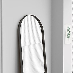 TinyTimes Wall Mounted Arched Full Length Mirror, 22x65, Black Metal Frame, HD Reflection, No Stand