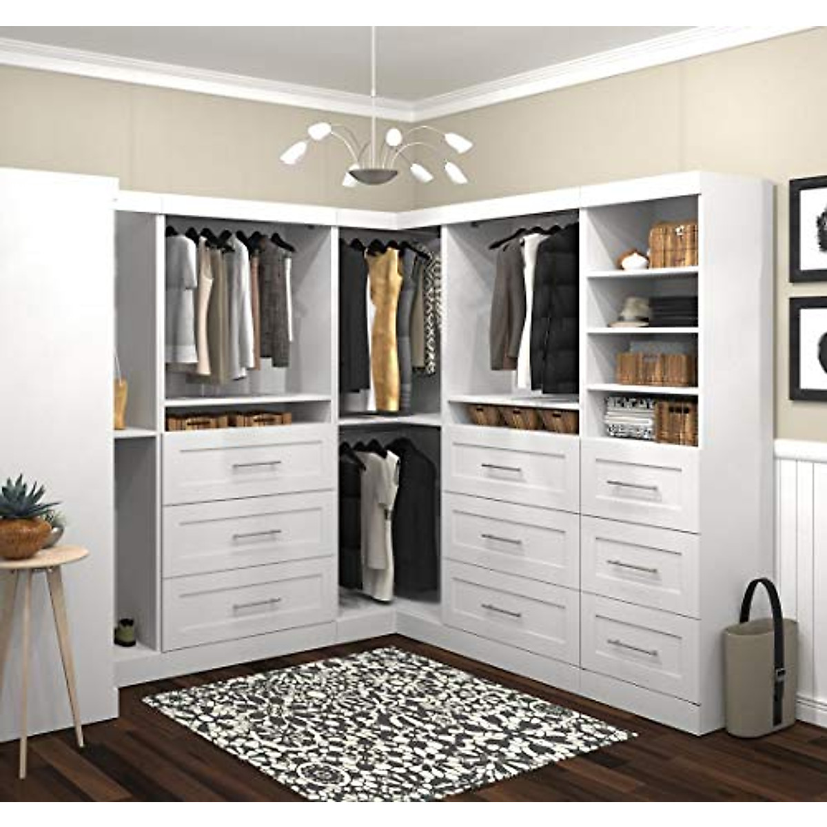 Bestar Pur Walk-in Closet Organizer Set in White, 161W