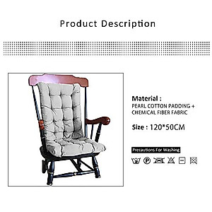 High Back Chair Cushions Indoor Outdoor Rocking Chair Cushions with Ties Thickened Patio Chaise Lounger Swing Recliner Bench Cushion Pads Mat (Without Chair) (Gray)