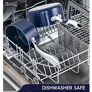 MICHELANGELO 1 Quart Saucepan with Lid, Nonstick Ceramic Sauce Pan with Stainless Steel Handle, 1 Qt Saucepan with Lid Oven Safe, Blue