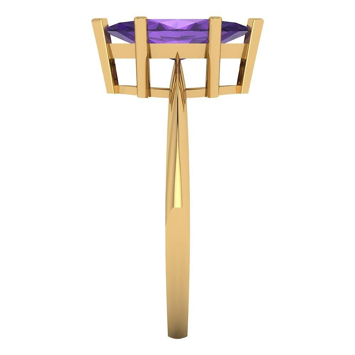 Clara Pucci 1.4ct Marquise Cut Solitaire Natural Amethyst Proposal Wedding Bridal Designer Anniversary Ring 14k Yellow Gold for Women