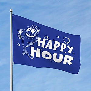 Funny Dorm Flags Happy Hour Fish Royal Flag Bar Stuff For Man Cave Stuff For Your Room (Size : 60X90CM)