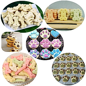 Elfkitwang Dog Paw and Bone Shaped Silicone Mold, Non-Stick food Grade, Ice tray, Reusable Silicone Mold, Used for Chocolate, Candy, Cupcake, Pudding, Jelly, Puppy Biscuit (5 pcs)