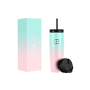 IRON °FLASK Nomad Tumbler - 2 Lids (Straw/Flip), Vacuum Insulated Stainless Steel Bottle, Double Walled, Drinking Cup, Thermo Coffee Travel Mug, Water Metal Canteen (Bubble Gum), 24 Ounces