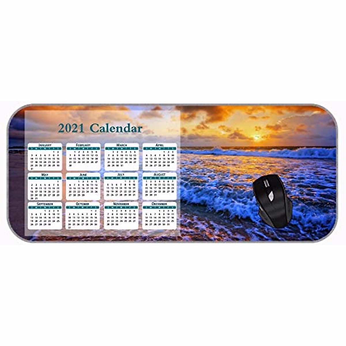 XXL 2021 Calendar Office Mouse Pad Waves Ocean Surf Beach Gaming Mouse Pad Large XXL
