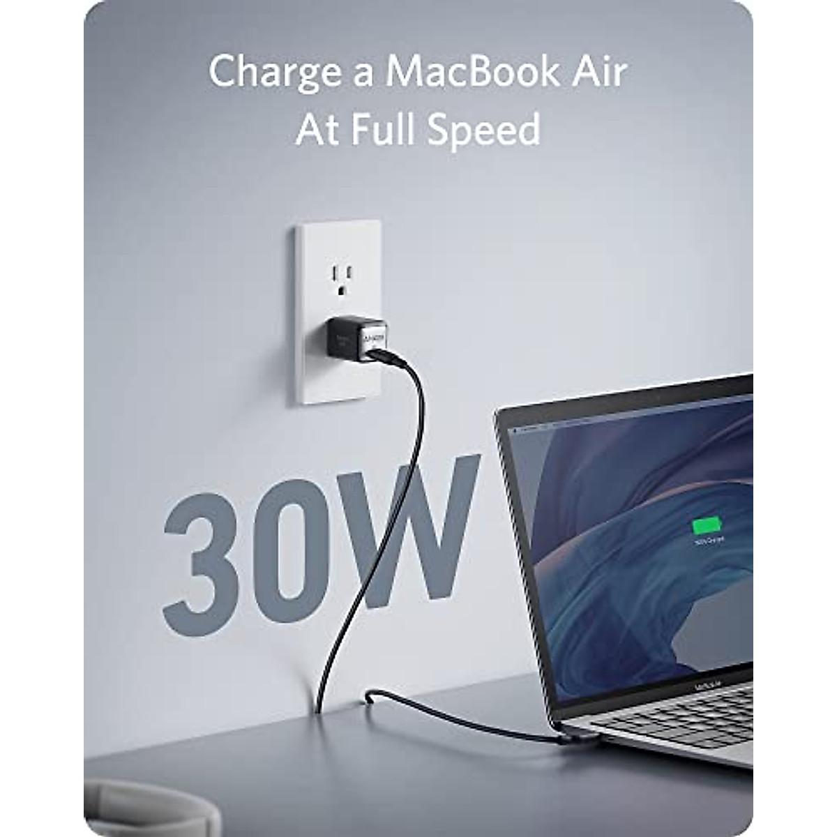 Anker USB C Charger 30W, 711 Charger, Compact Fast Charger (Not Foldable) for MacBook Air/iPhone 13/13 Mini/ 13 Pro/ 13 Pro Max/ 12, Galaxy S21, Note 20, iPad Pro, Pixel, and More