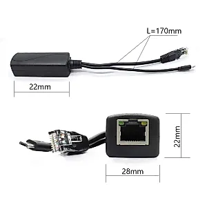 ANVISION Gigabit PoE Splitter, 48V to 5V 2.4A Micro USB Ethernet Adapter, Compatible with Raspberry Pi 3B+, IP Camera and More