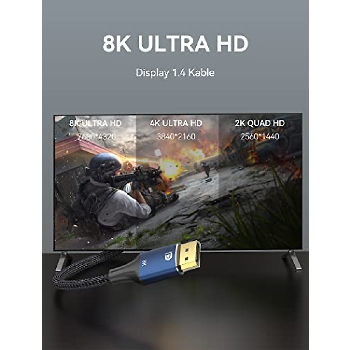 VENTION 8K DisplayPort Cable 1.4 3FT, Display Port Cable 144hz Ultra High Speed 32.4Gbps, 8K@60Hz 4K@144Hz 2K@165Hz HDR HBR3 DP Monitor Cable for Laptop PC TV Gaming Monitor