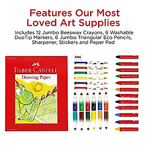 Faber-Castell Young Artist Coloring Gift Set - Premium Art Supplies for Kids in Portable Storage Bag