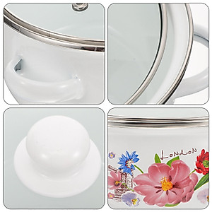 Yardwe 3pcs Enamelware Pot Set, Enamel Stockpot with Lid Floral Retro Cooking Pot Simmer Pot Deep Enamelware Soup Pot for Home Restaurant