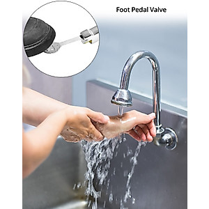 QWORK Foot Pedal Valve for Faucet, Floor Mounted Singe Foot Pedal Water Valve Touchless Pedal Valve for Basin Water Tap, Bathroom Basin Faucet, Screws Included, 1 Pack