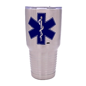 Rogue River Tactical EMT EMS Star of Life 30 Ounce Travel Tumbler Mug Cup w/Lid Paramedic Gift Ambulance