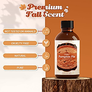 SALUBRITO Pumpkin Pie Essential Oil 4 Fl.Oz (120ml), Pure & Natural Fragrance Oils, Fall Essential Oil for Diffuser, Candle & Soap Making, Massage, Strong Scented Oil