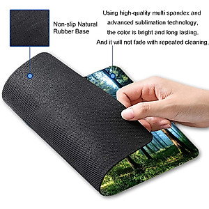 Natural Scenery Forest Custom Design, Square Waterproof Non-Slip Rubber Base MousePads for Office Laptop, 9.5"x7.9"x0.12" Inch