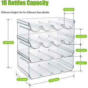Water Bottle Organizer For Cabinet,4 Pack Plastic Clear Stackable Bottle Holder Storage,Pantry Organizer and Cabinet Organizer,Wine Rack/Drink Bottle Storage Stand for Refrigerator,Kitchen,Freezer