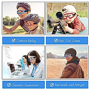 4 Pack Protective Glasses Safety Goggles Eye Shield, Face Glasses for Kids Eye Protection Goggles Compatible with Nerf Guns Foam Blaster Guns Game (Blue & Red)