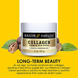 MASON NATURAL Collagen Premium Skin Cream - Anti Aging Face and Body Moisturizer, Intense Skin Hydration and Firmness, Pear Scent, Paraben Free, 2 OZ (3-Pack)