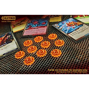 LITKO +1 Power Tokens Compatible with KeyForge Card Game, Fluorescent Orange (10)