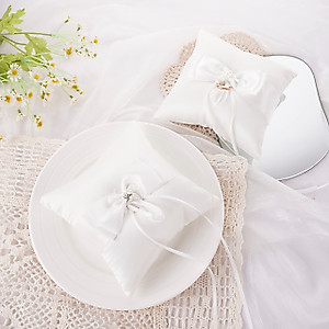 QIRMIZI Ring Pillow,Pearls Ring Cushion, Ring Bearer, Ring Holder for Beach Wedding, Wedding Ceremony, Proposal