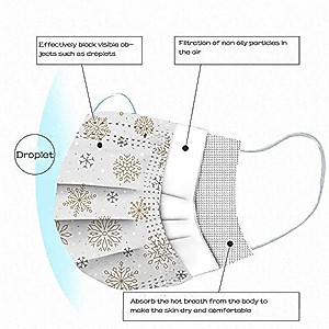 50PC Christmas Disposable Face Mask for Adults,3-Ply Disposable masks with Winter Themed Designs Breathable for Adults (Xmas-4)