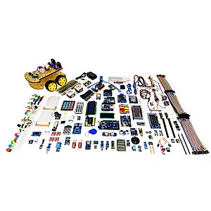 GAR Colossus Starter Kit for Arduino Uno Mega Nano - Complete Advanced Set, 5 Main Boards - 30 Sensors, 10 Shields with ESP32 WiFi + Bluetooth Modules for Wireless Robotics Smart Car