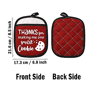 Teacher Appreciation Gift Thanks for Making Me One Smart Cookie Pot Holder Back to School Teacher Gift (Smart Cookie Red)