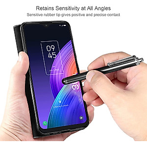 RTYJZ Cellular Phone Case for TCL 30 XL, Wallet Case with Tempered Glass Screen Protector, Magnetic Kickstand, Card Holder, Black