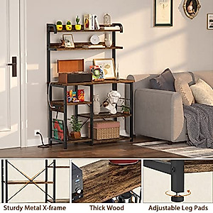 Topfurny Baker's Rack with Power Outlet, Coffee Station, Microwave Oven Stand, Kitchen Shelf, Cart, 7-Tier Stand or Bar Table Organizer, for Spice, Pots and Pans Organizer