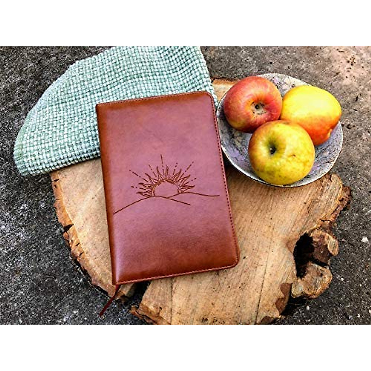 SOHOSPARK Sunrise Refillable Faux Leather Journal, 6x8 Vegan Lined Writing Journal for Women or Men