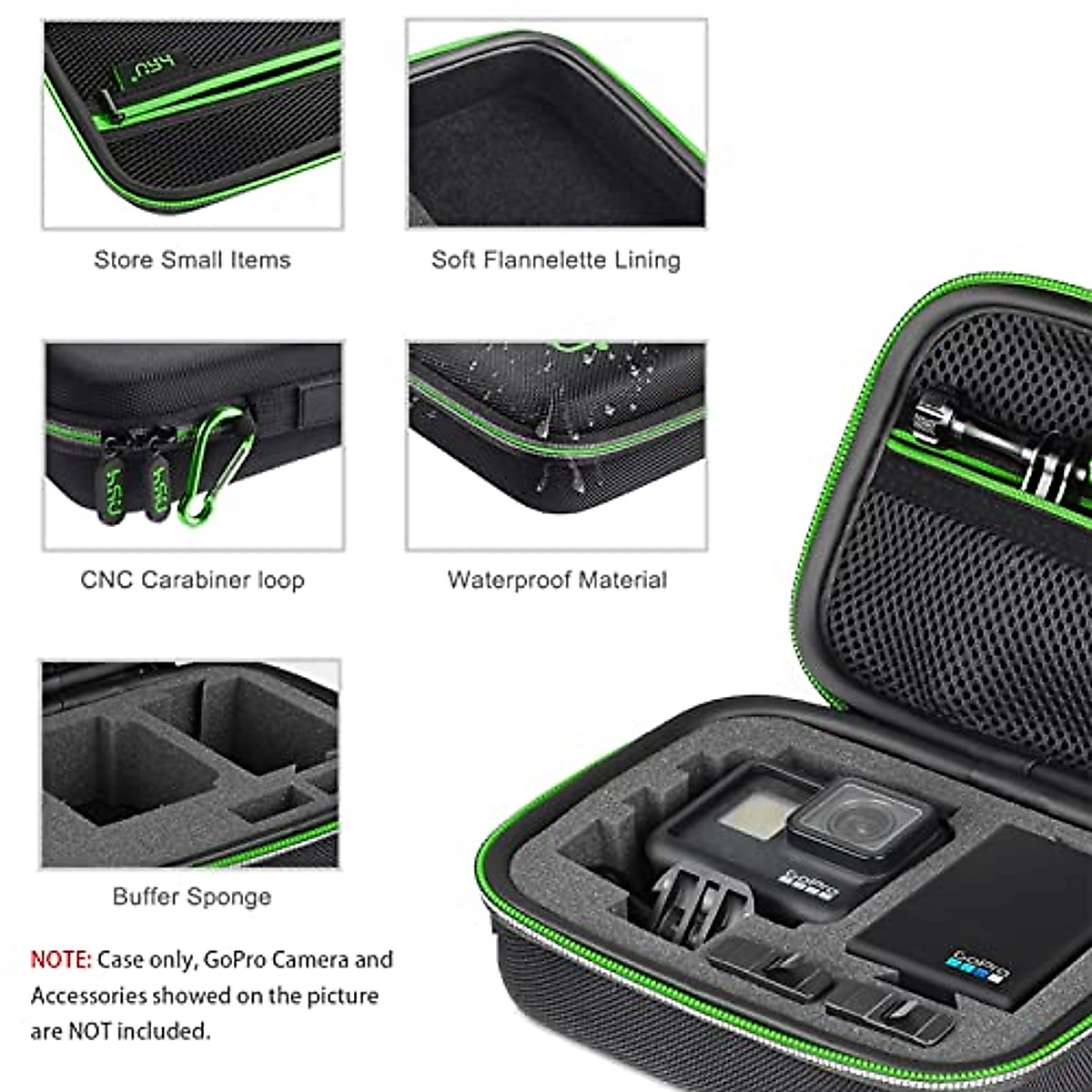 HSU Carrying Case for GoPro Hero 11/10/9/8, Hero 7 Black,6,5, 4, Black, Silver, 3+, 3,Hero(2018) and Accessories, Protective Security Bag, Storage Solution for Adventurers-Upgraded Interior Foam