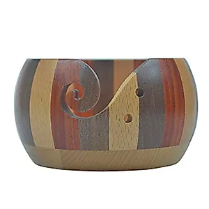 Joyeee Wooden Yarn Bowl Holder, Organizer Storage Bowl for DIY Knitting Crocheting Home Decor, Home Needlework Yarn Holder Accessories Kit for Women, Wool Bowls for Crochet Large, 6 * 3.1 Inch