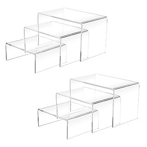 2 Sets Acrylic Display Risers(3",4",5") Clear Product Stand,Cupcakes Holder Dessert Display Transparent Showcase Stands, Candy Bar Risers, Acrylic Lifts Display for Figures