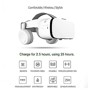 DOHV Virtual Reality Z6 Casque Helmet 3D VR Glasses Virtual Reality Bluetooth Headset for Smartphone Smart Phone Goggles Viar Binoculars (Color : with White 032)