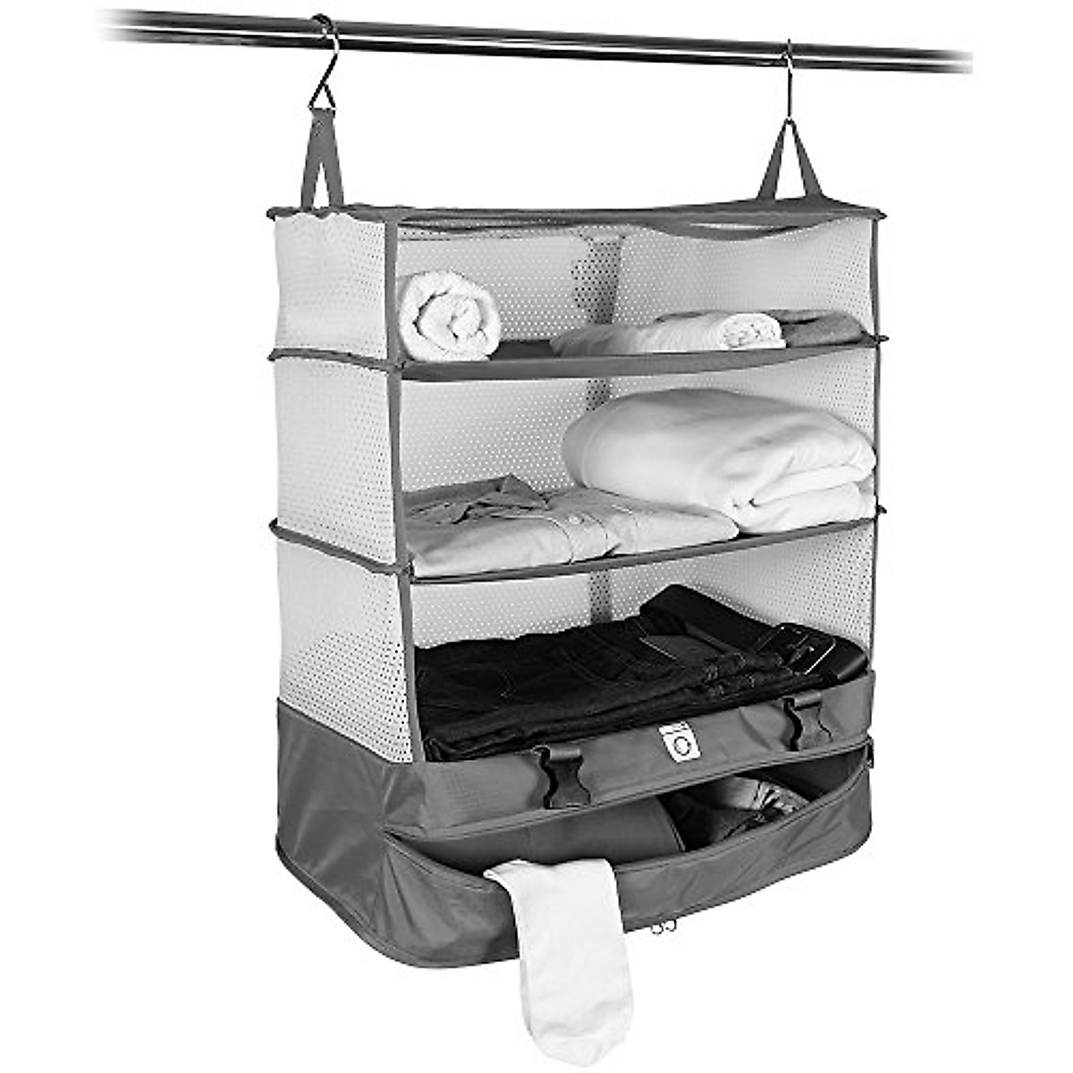 Pack and Fly Portable Luggage System - Packing Shelves & Packing Cube Organizer - Large Black