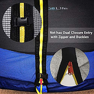 SereneLife ASTM Approved Trampoline with Net Enclosure – Stable, Strong Kids and Adult Trampoline with Net – Outdoor Trampoline for Kids, Teens and Adults – Reinforced Kids, Blue,