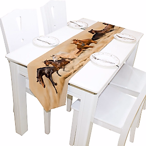 ALAZA Table Runner Home Decor, Stylish Horse Herd in Desert Sand Storm Table Cloth Runner Coffee Mat for Wedding Party Banquet Decoration 13 x 90 inches