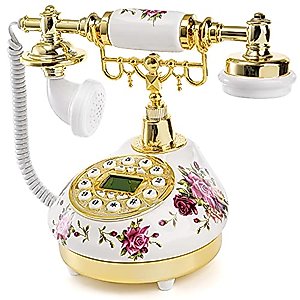Cedilis Retro Vintage Phone, Antique Ceramic Telephone with LCD, Old Fashioned Telephones with Push Button Dial for Home Decor
