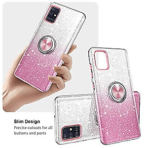Samsang Galaxy A51 Case,Nicelycase Bling Sparkly Glitter Cute Phone Case for Women Girls with Kickstand,Slim Fit Drop Protection Shockproof Cover for Samsung Galaxy A51 - Pink